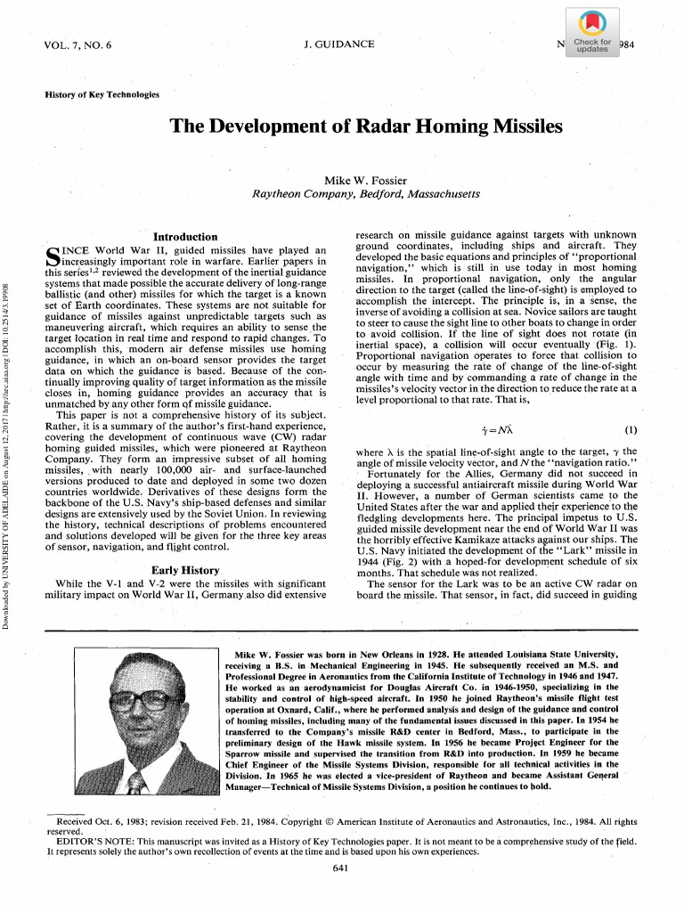 The Development of Radar Homing Missiles | PDF | Radar | Missile