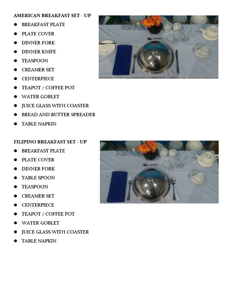 American Breakfast Set - Up | PDF