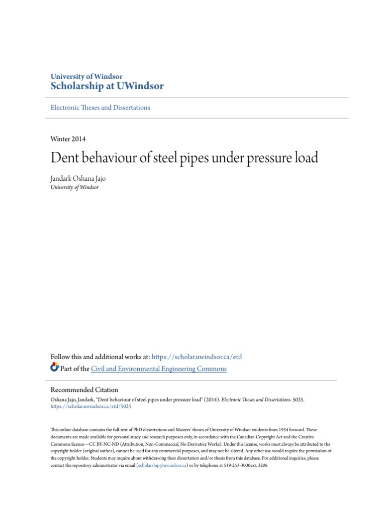 Dent Assessment | PDF | Deformation (Engineering) | Thesis