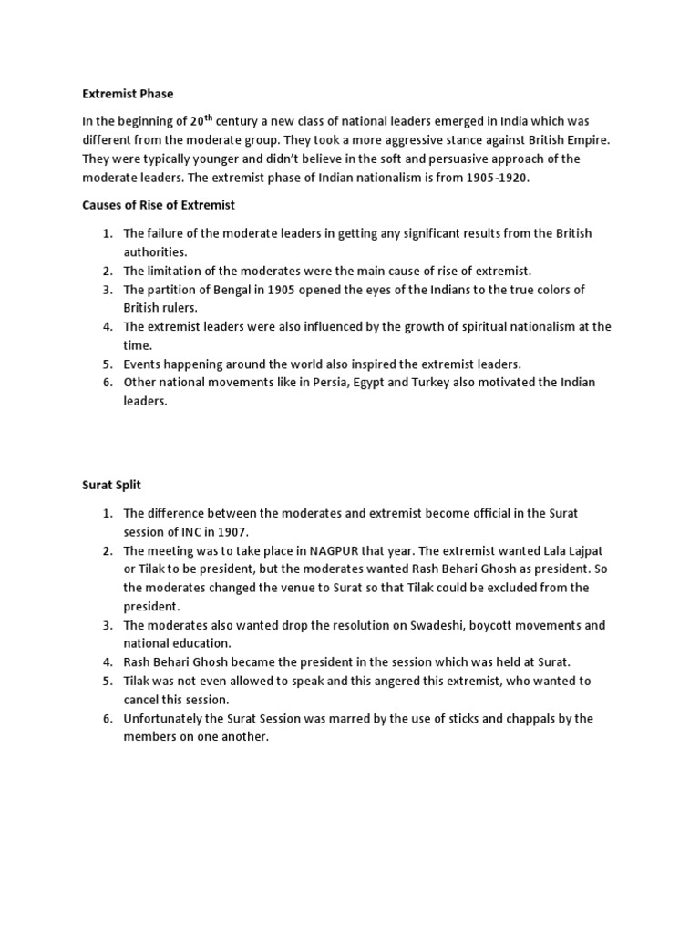 Extremist Phase | PDF | Indian Nationalism | Indian Independence Movement