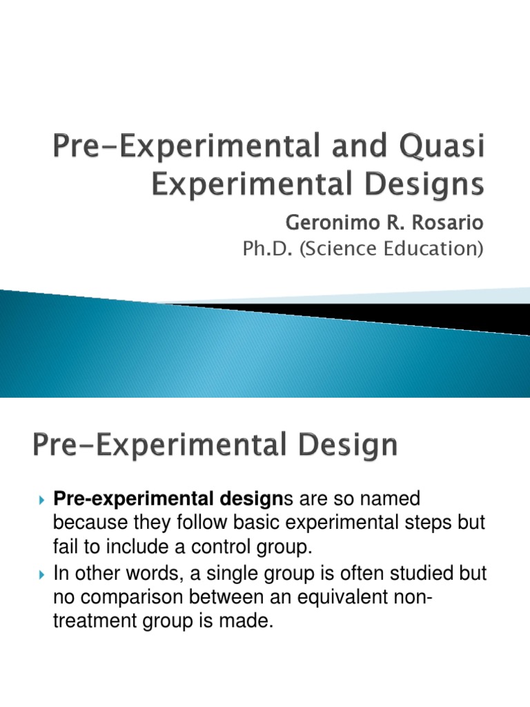 Pre-Experimental and Quasi Experimental Designs | PDF | Design Of ...