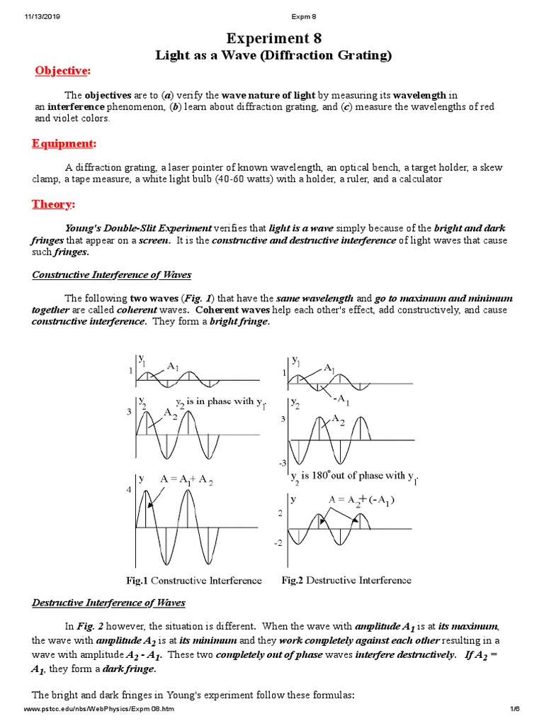 Measure Light Wavelengths Using Diffraction Grating | PDF | Diffraction | Coherence (Physics)