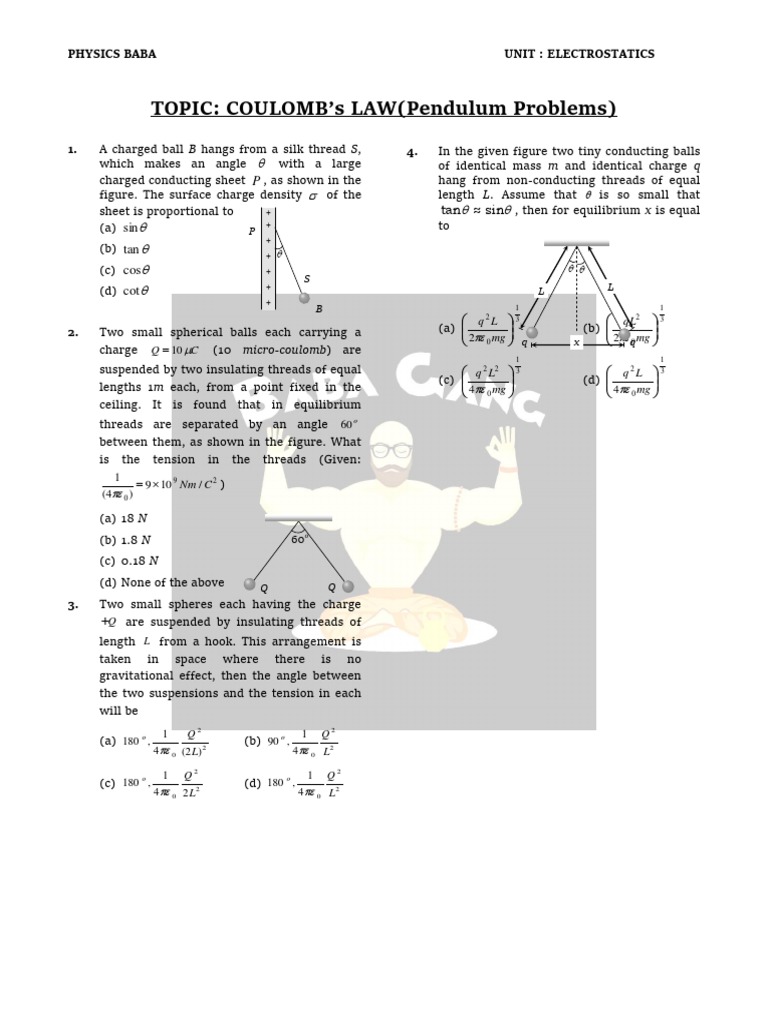 Coulomb's Law Pendulum Problems | PDF | Electric Charge | Electrostatics