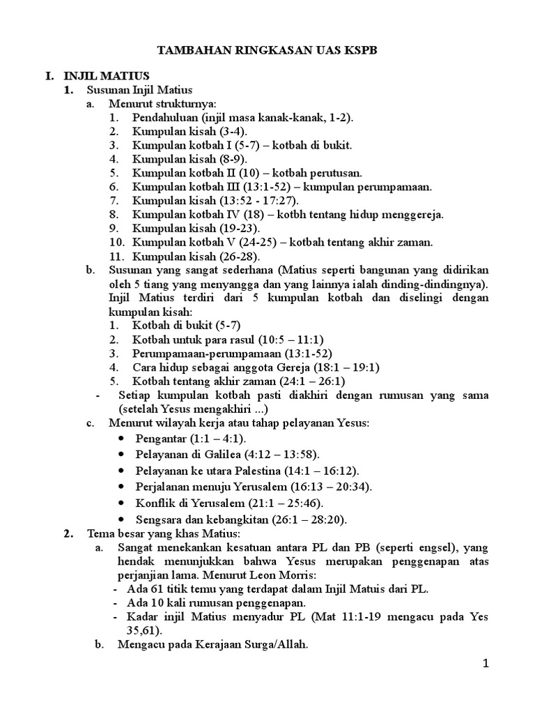 Tambahan Ringkasan Uas KSPB | PDF
