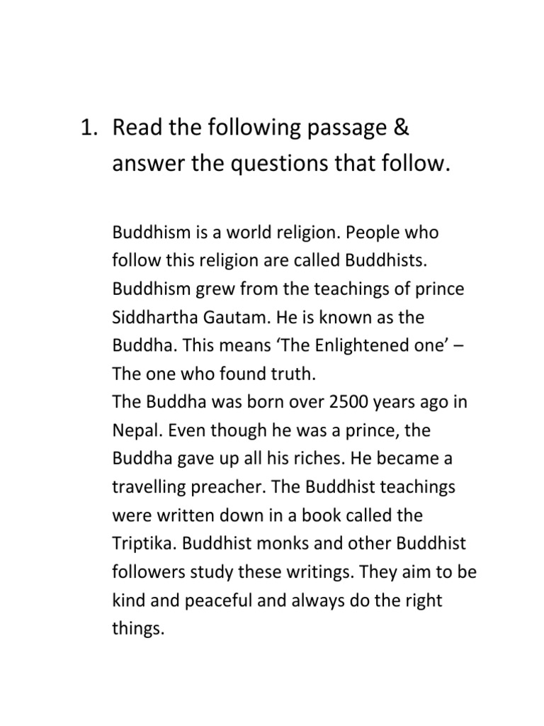 Read The Following Passage & Answer The Questions That Follow | PDF ...