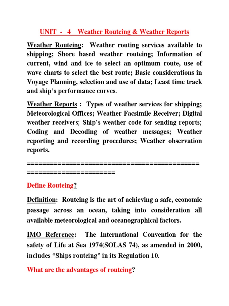 UNIT - 4 Weather Routeing & Weather Reports | PDF | Meteorology ...