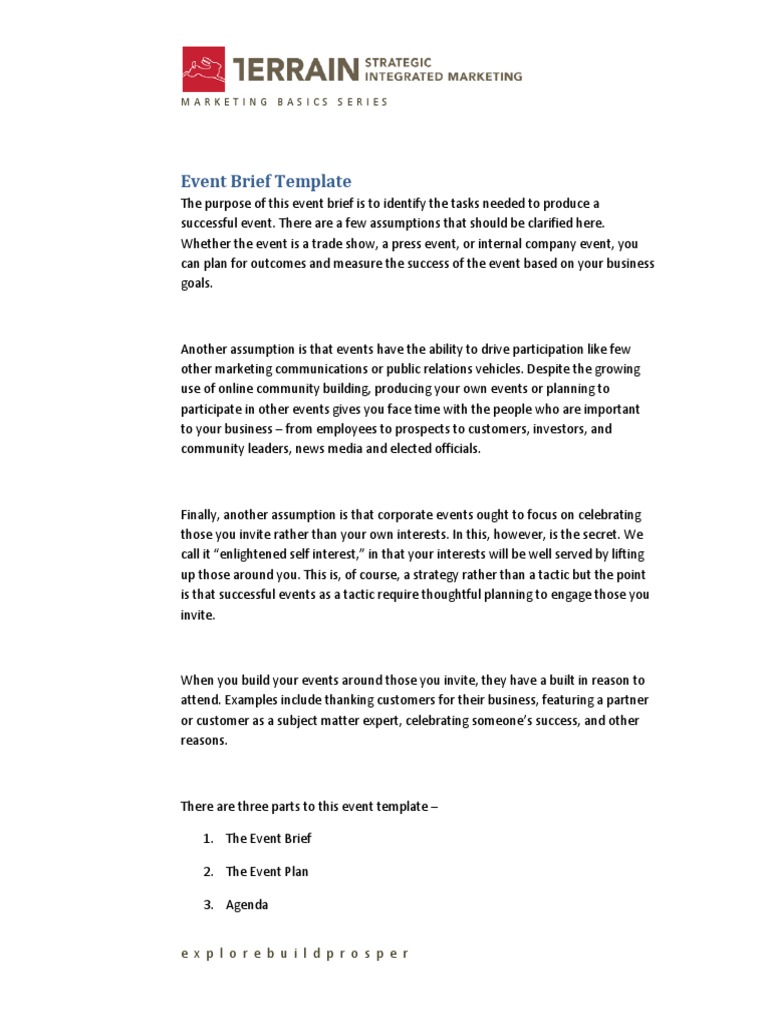 Event Brief Template PDF | Download Free PDF | Public Relations | Marketing