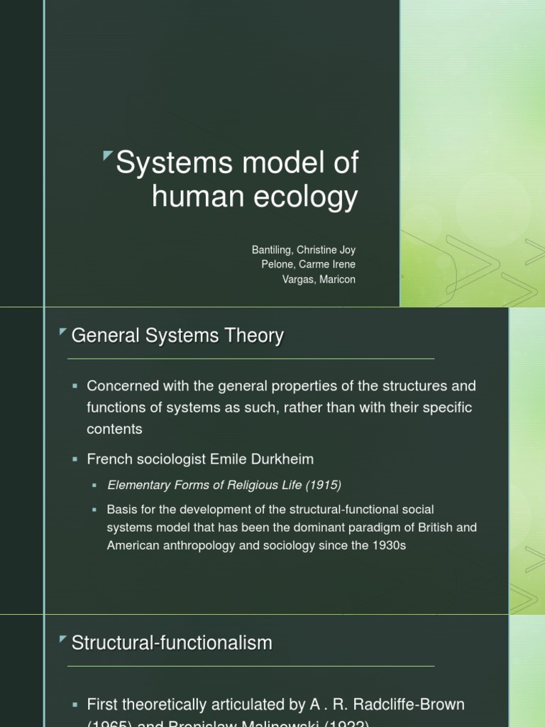 Systems Model of Human Ecology | PDF | Ecology | System