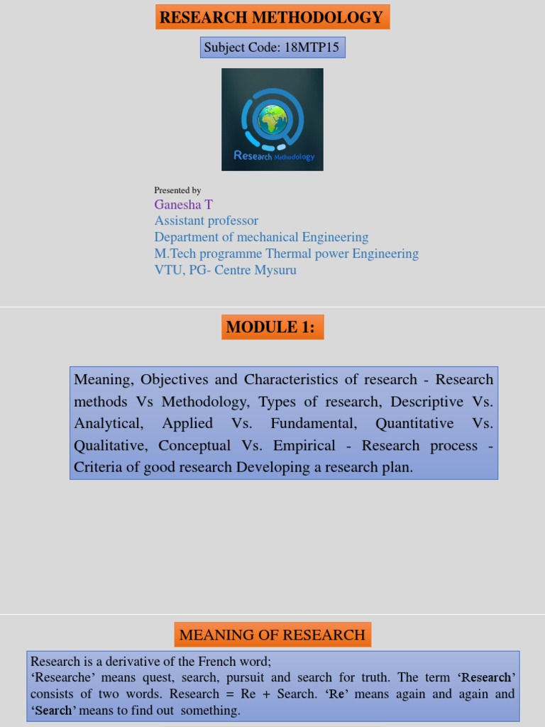 Research Methodology: Subject Code: 18MTP15 | PDF | Primary Sources | Scientific Method