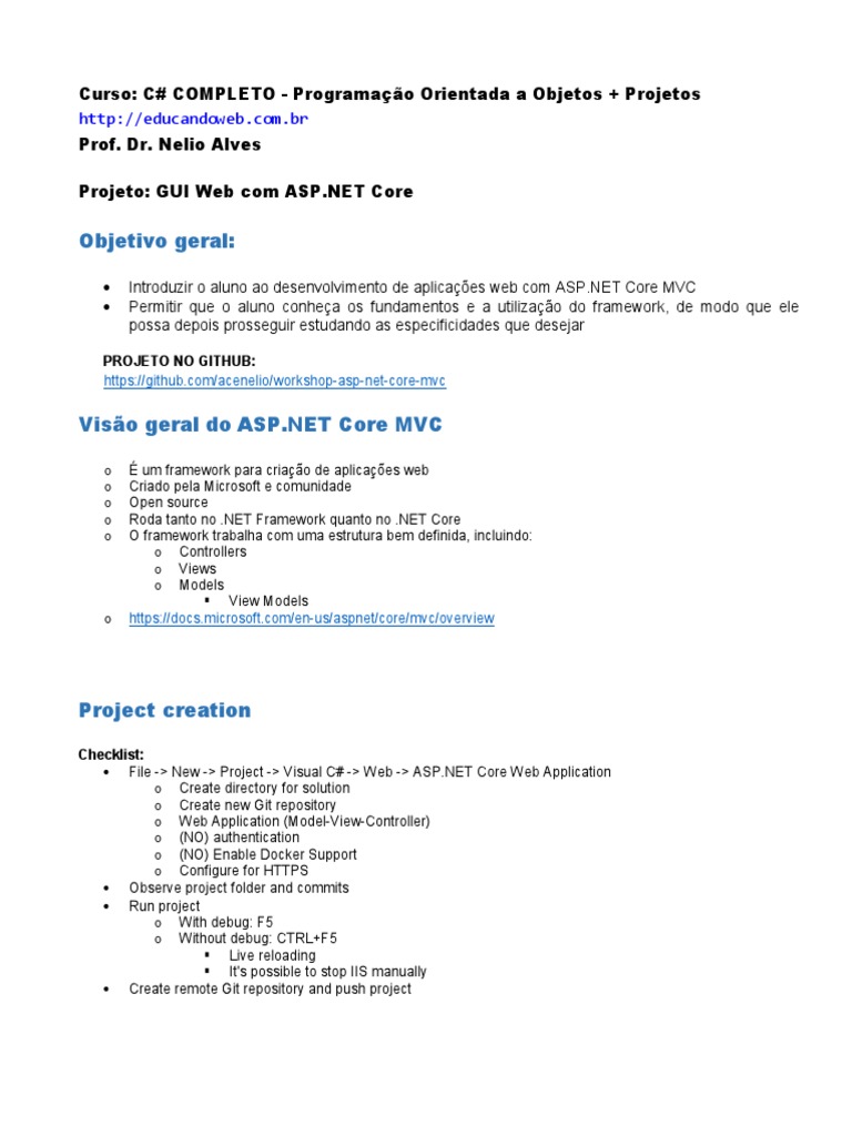 Apostila Curso C# | PDF | Model–View–Controller | Database Index