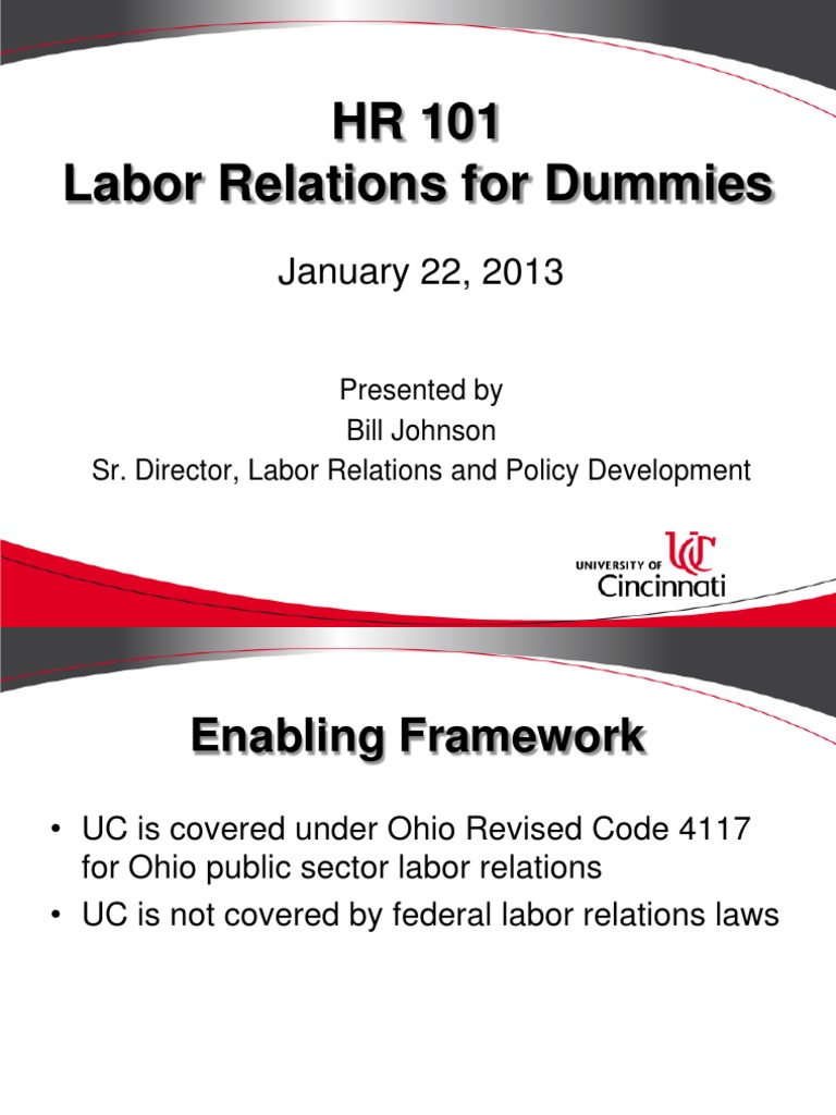 HR 101 Labor Relations For Dummies: January 22, 2013 | PDF | Collective ...