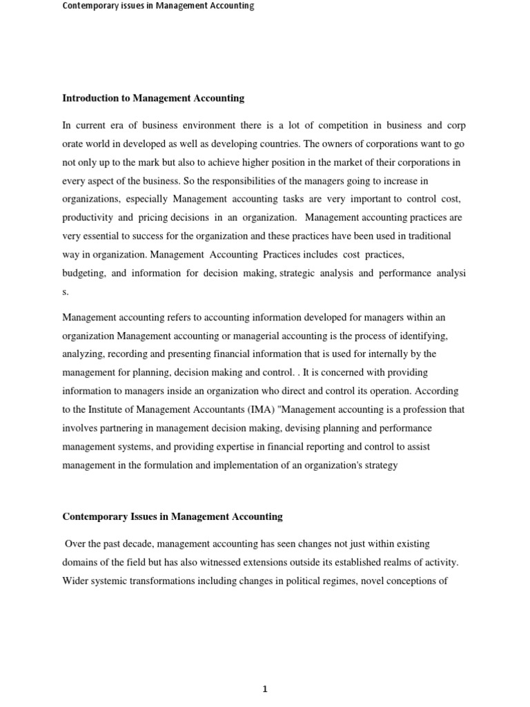 Contemporary Issues, Project 1 | PDF | Management Accounting | Benchmarking