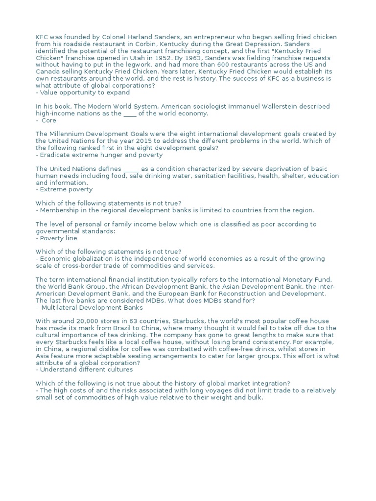 Contemporary World Quiz 2 10 - 10 PDF | PDF | International Development ...