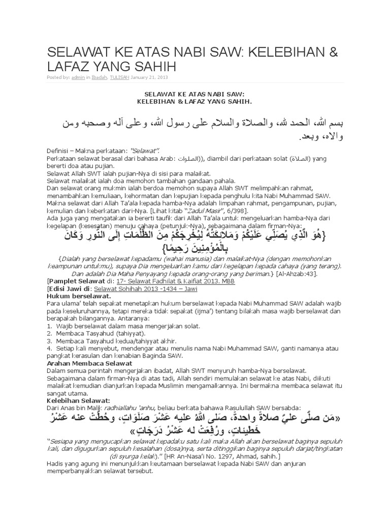 Selawat Ke Atas Nabi Saw | PDF | Agama & Spiritualitas