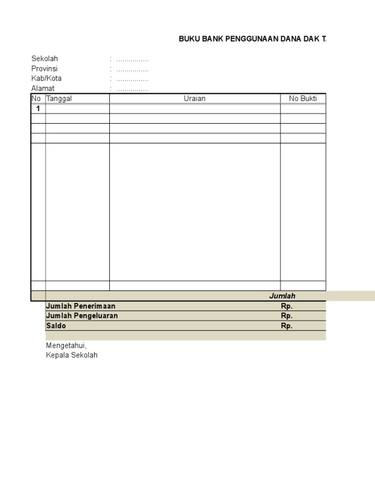 Form Buku Bank | PDF
