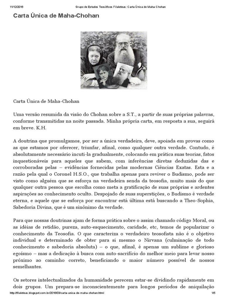 Cartas Dos Mahatmas - Maha-Chohan | PDF | Teosofia | Gautama Buddha