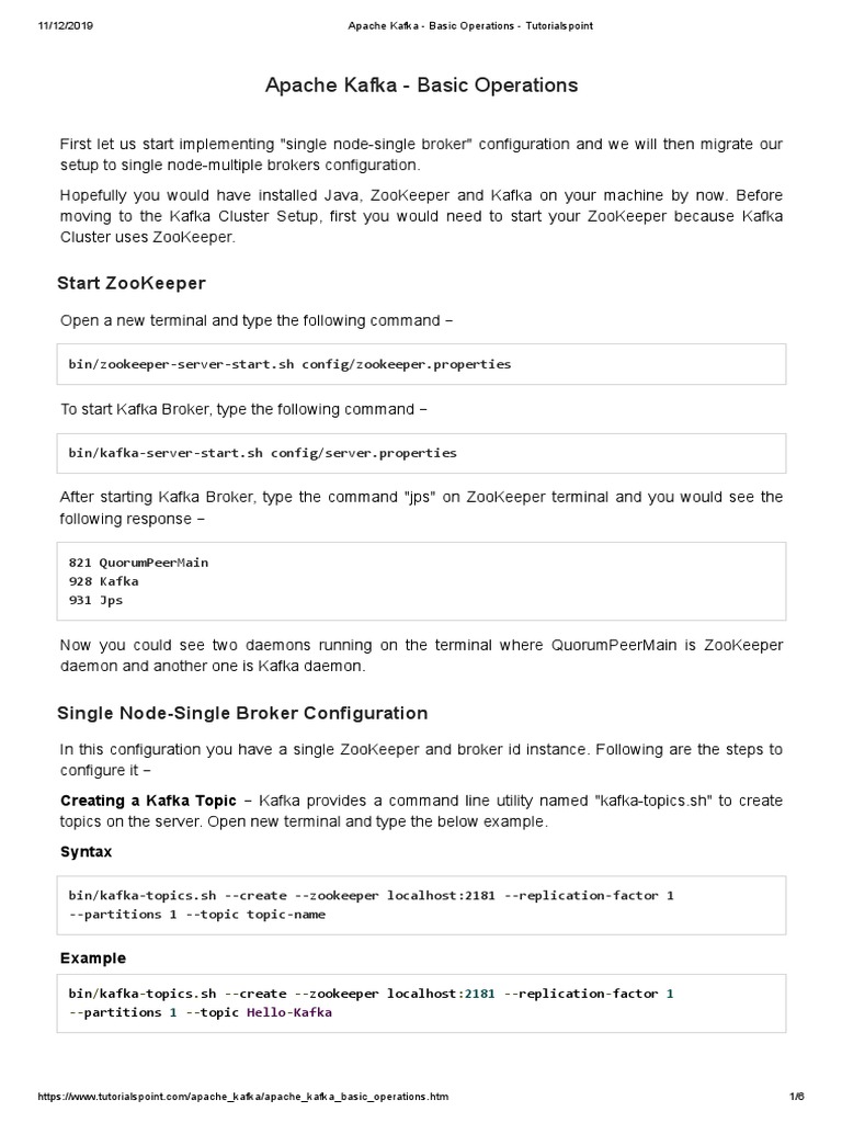 Apache Kafka Basic Operations Pdf Information Technology