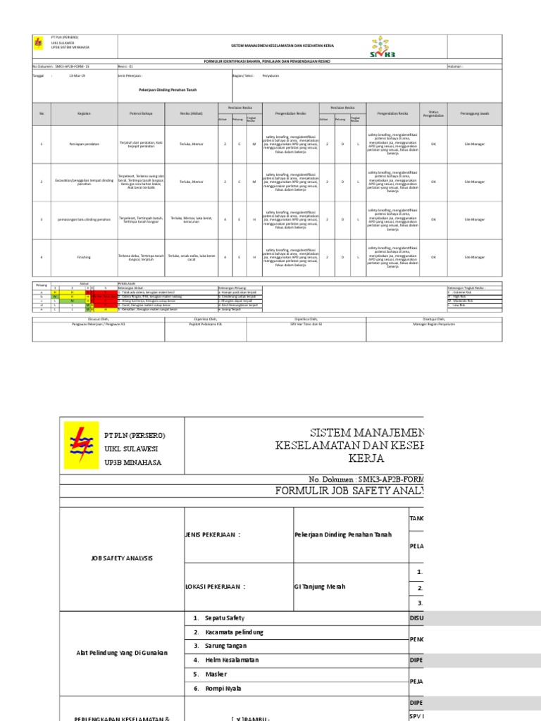 Work Permit 2 Dinding Penahan Tanah | PDF