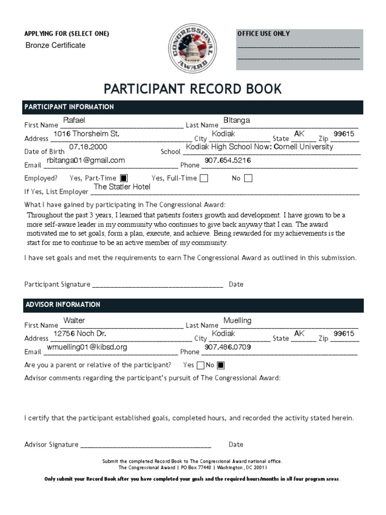 Record Book Writable Form | PDF