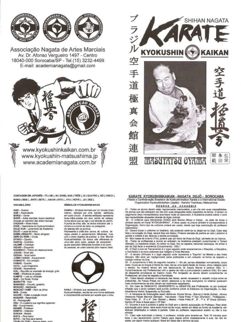 Regras e Vocabulário do Karate Kyokushin | PDF | Karatê | Artes ...