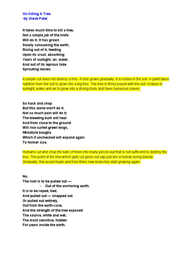 On Killing A Tree | PDF