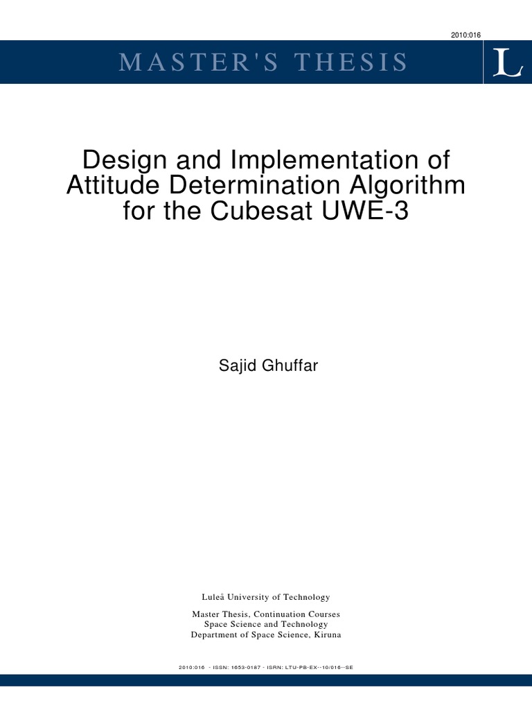 Design and Implementation of Attitude Determination Algorithm | PDF ...