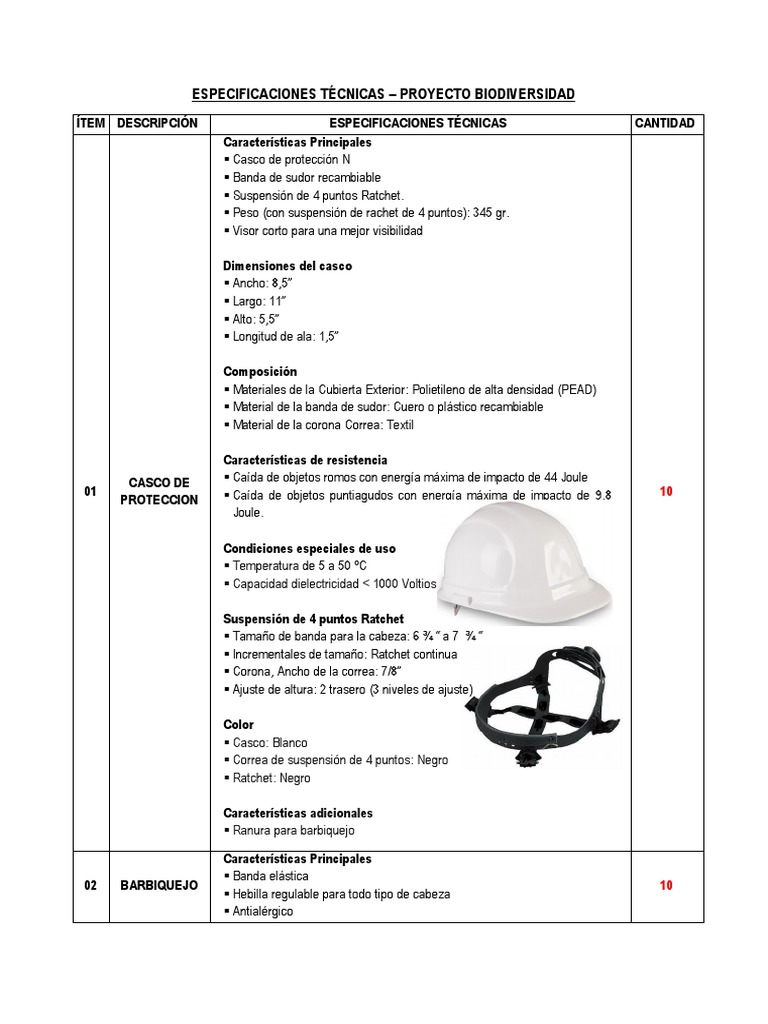 Especificaciones Tecnicas de EPPs | PDF | Ingeniería de Edificación | Materiales de construcción