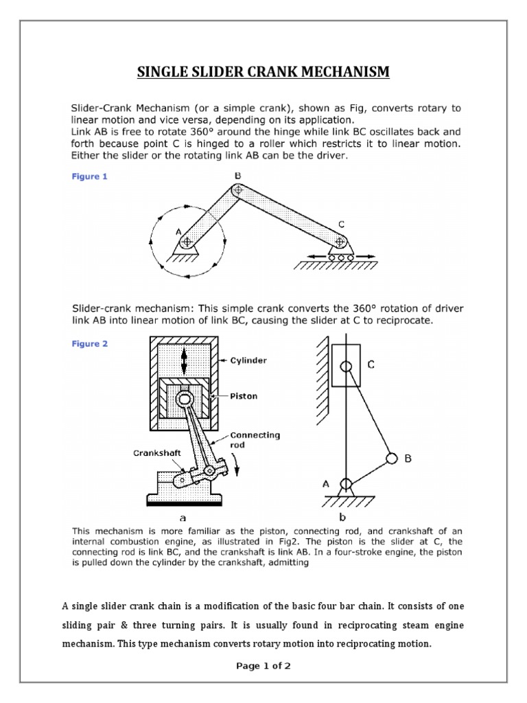 Single Slider Crank Mechanism | PDF