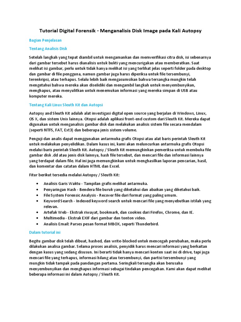 Tutorial Sleuthkit | PDF | Komputer
