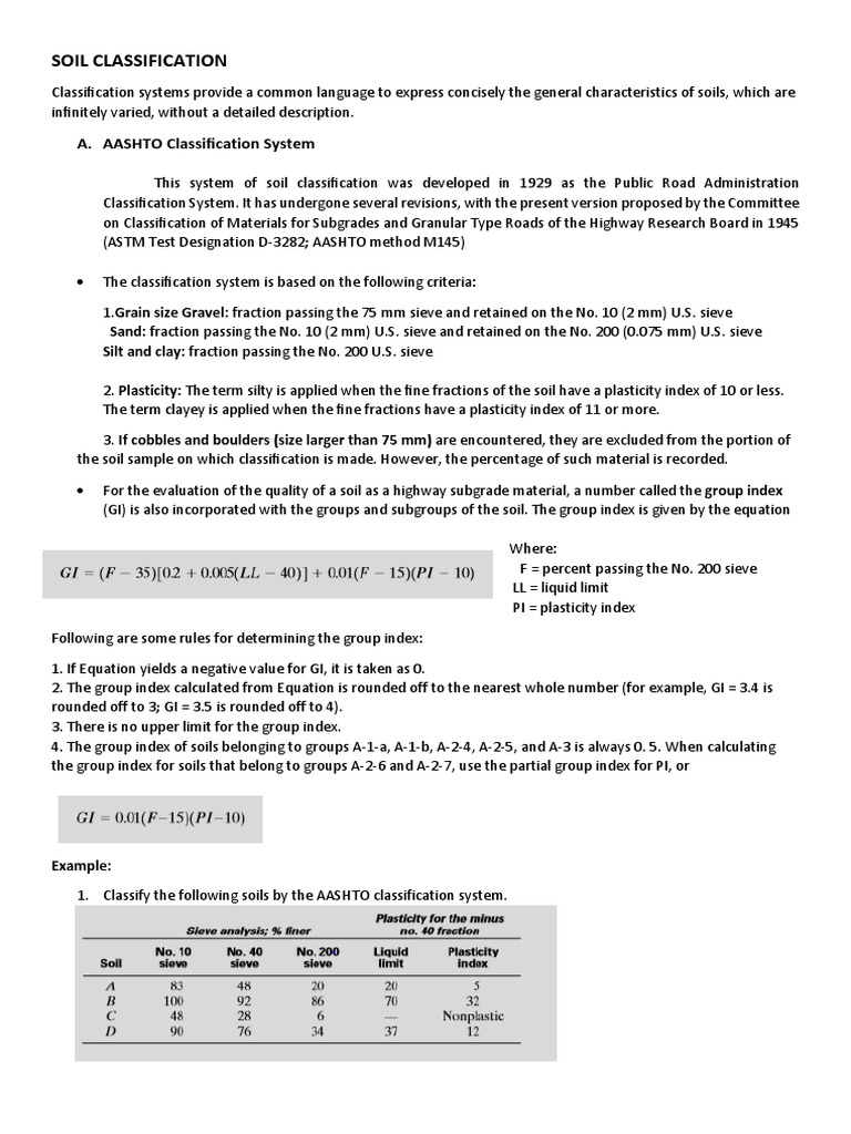 Soil Classification: A. AASHTO Classification System | Download Free ...