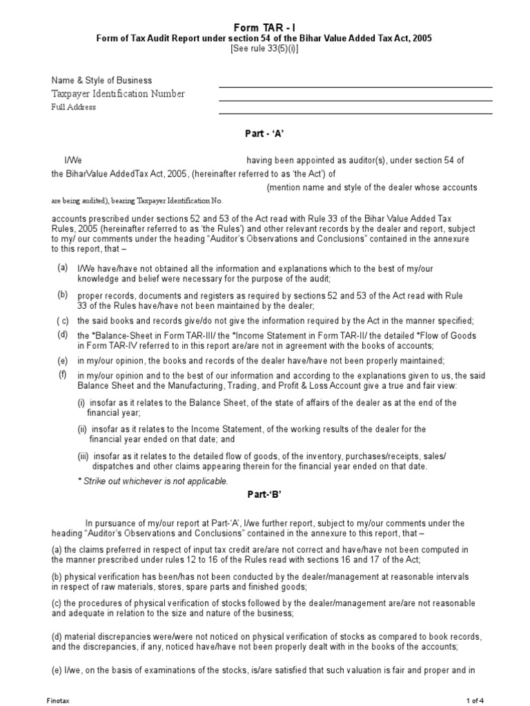 Vat Audit Format | PDF | Auditor's Report | Payments
