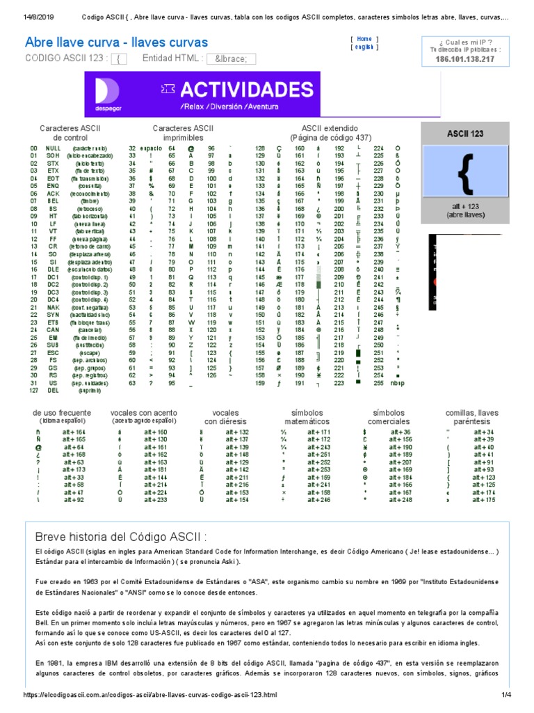 Codigo Ascii | PDF | Ascii | Teclado