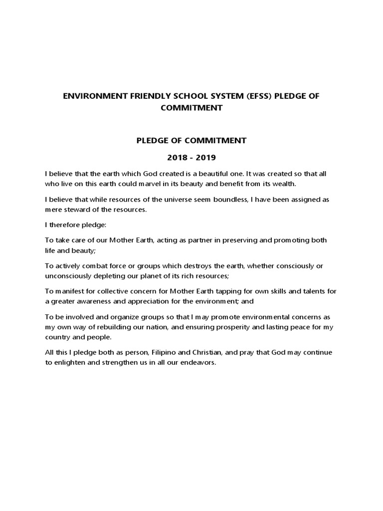 EFSS Pledge for Environmental Protection | PDF