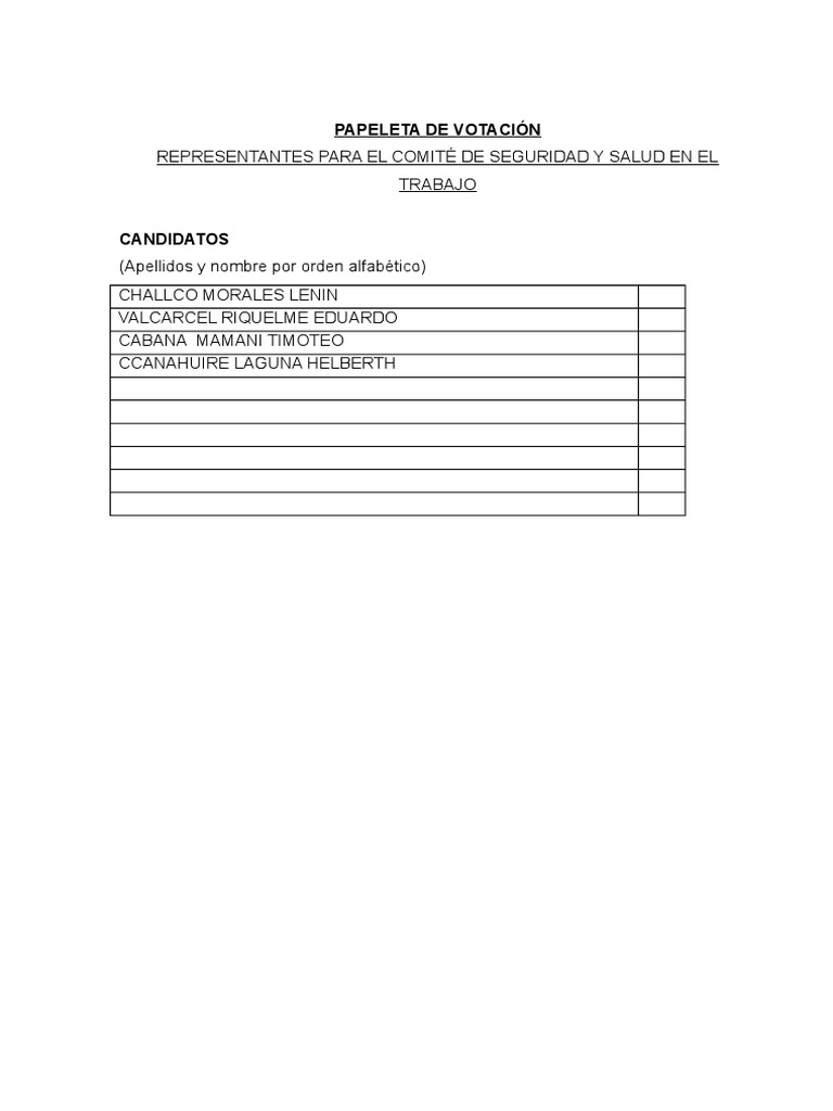 Modelo Papeleta | PDF