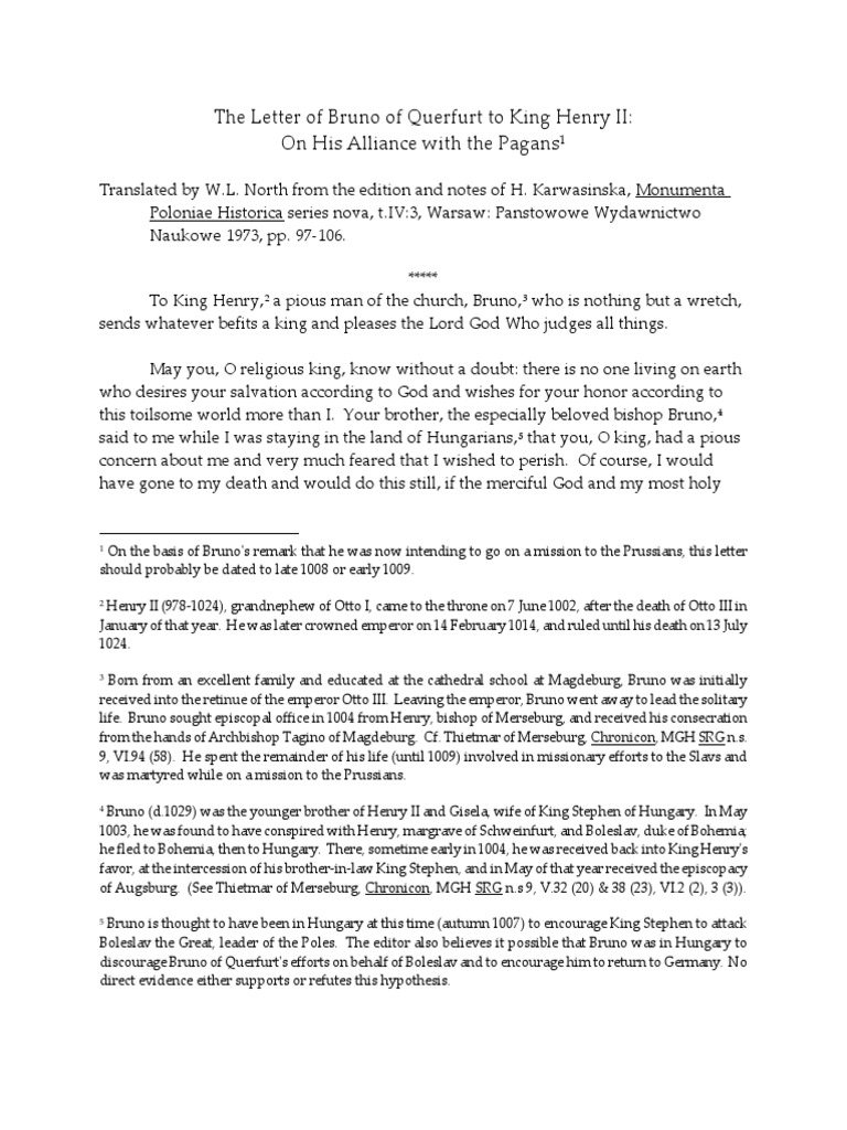 Bruno of Querfurt's Letter to Henry II | PDF | Religious Behaviour And ...