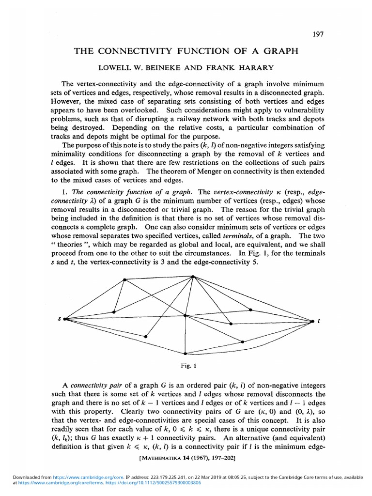 Connectivity X) of A Graph G Is The Minimum Number of Vertices (Resp., Edges) Whose | PDF ...
