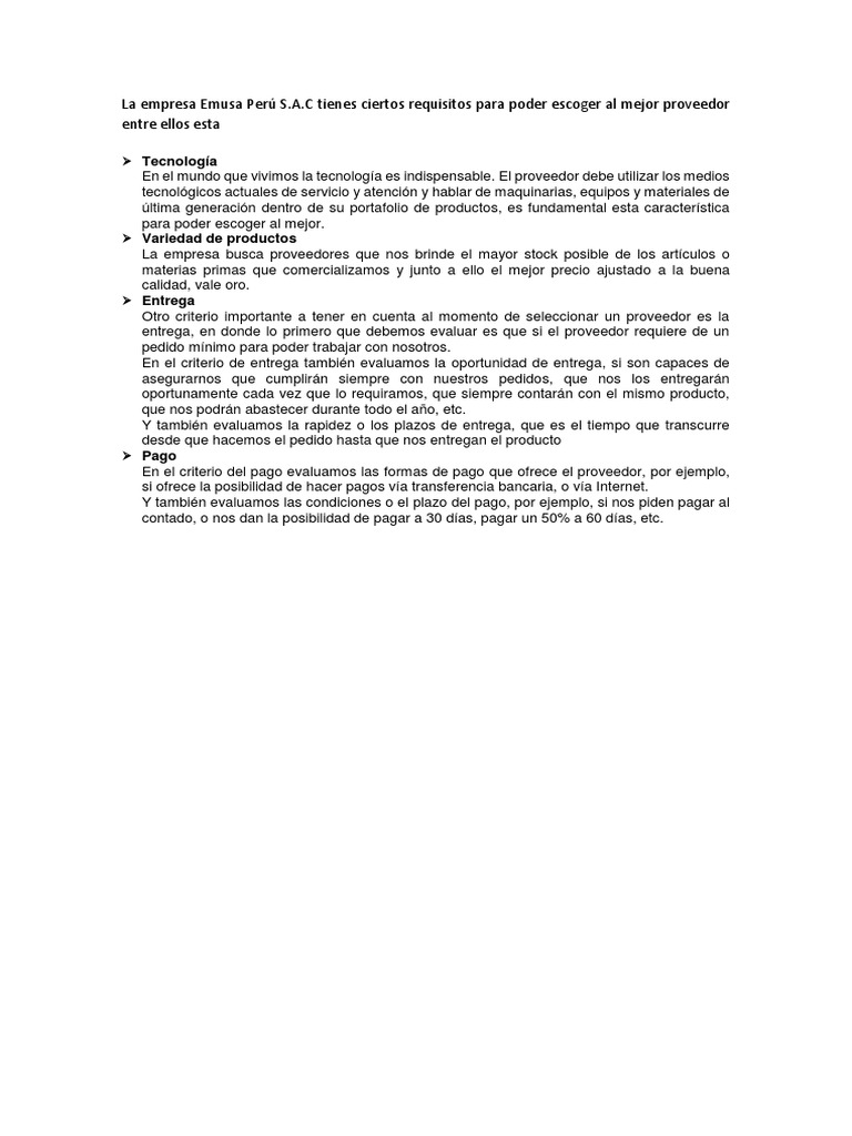 La Empresa Emusa Perú S | PDF