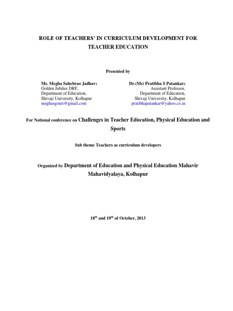 The Vital Role of Teachers in Curriculum Development for Effective ...