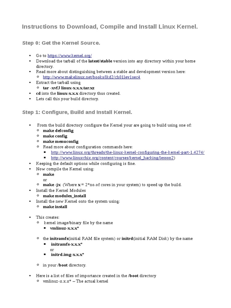 Instructions To Download, Compile and Install Linux Kernel.: Step 0 ...