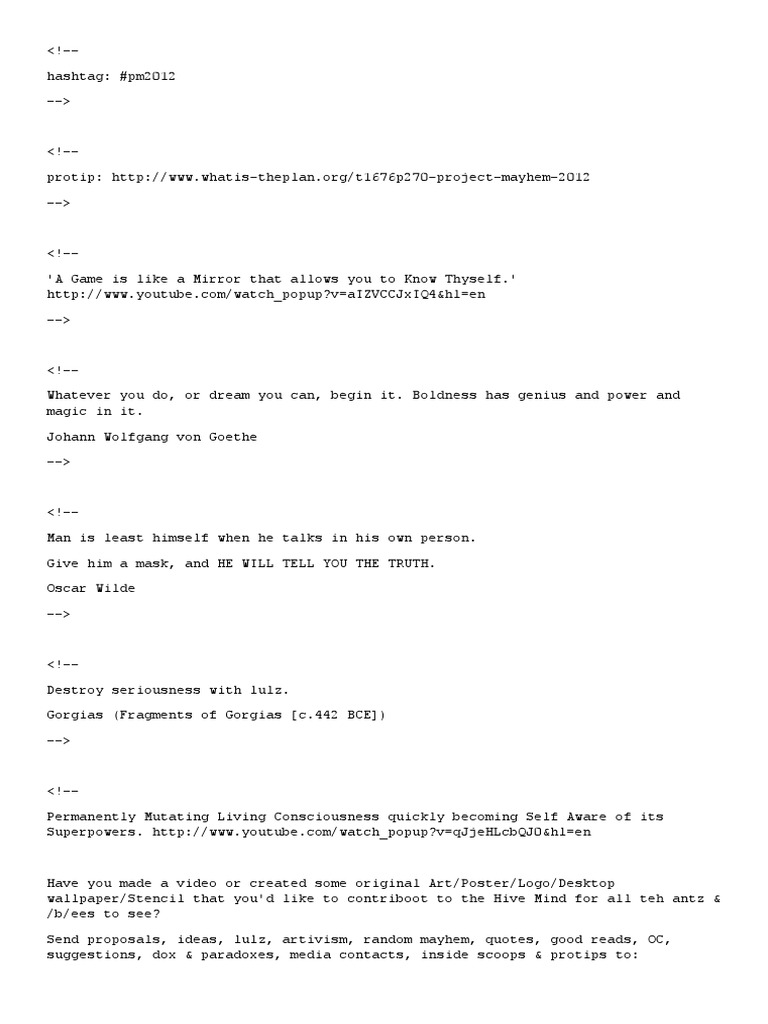 Project Mayhem 2012 - Codigo Fuente - Source Code ALL | PDF | Love