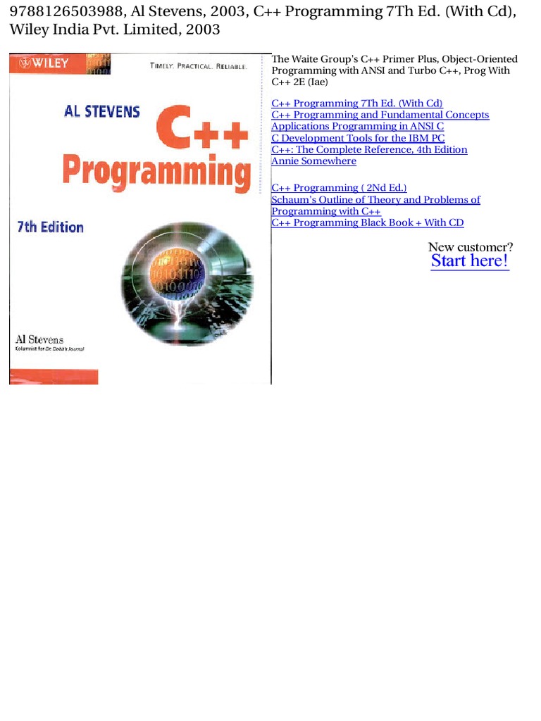 The Waite Group's C++ Primer Plus, Object-Oriented Programming With ANSI and Turbo C++, Prog ...