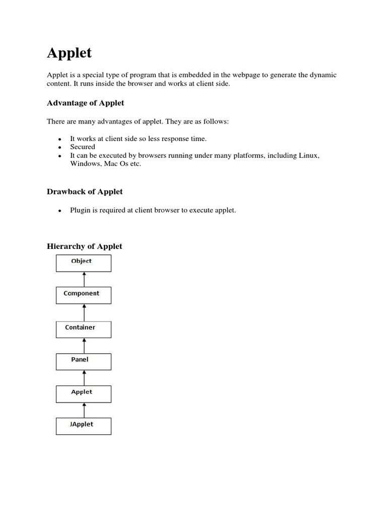 1 Applet Pdf Java Programming Language Computing Platforms