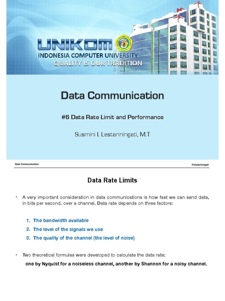 Data Rate Limit and Performance | PDF | Signal To Noise Ratio | Bandwidth (Signal Processing)