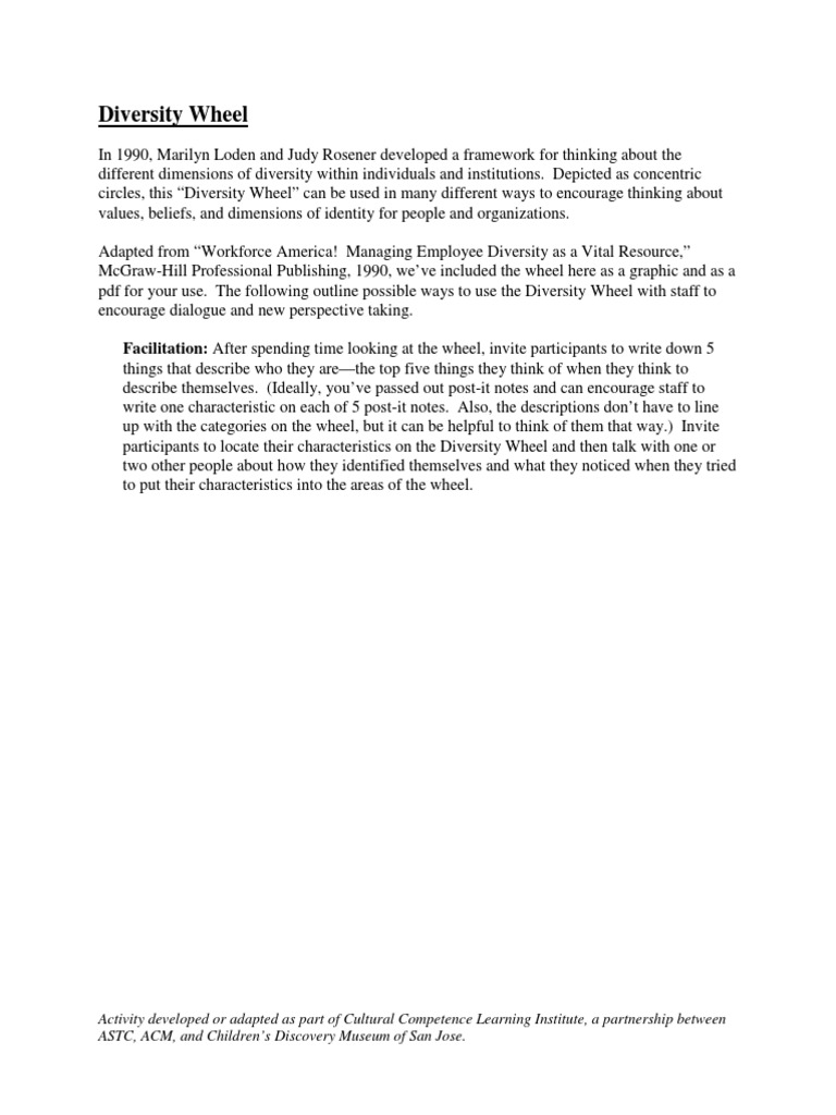 Diversity Wheel Activity v2 PDF | PDF | Career & Growth