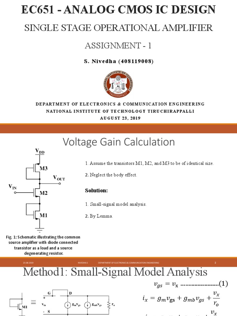 Single Stage Operational Amplifier: Assignment - 1 | PDF | Electrical ...