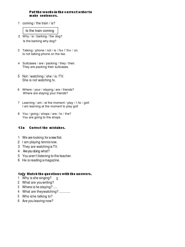Is The Train Coming Comingcoming: Put The Words in The Correct Order To ...