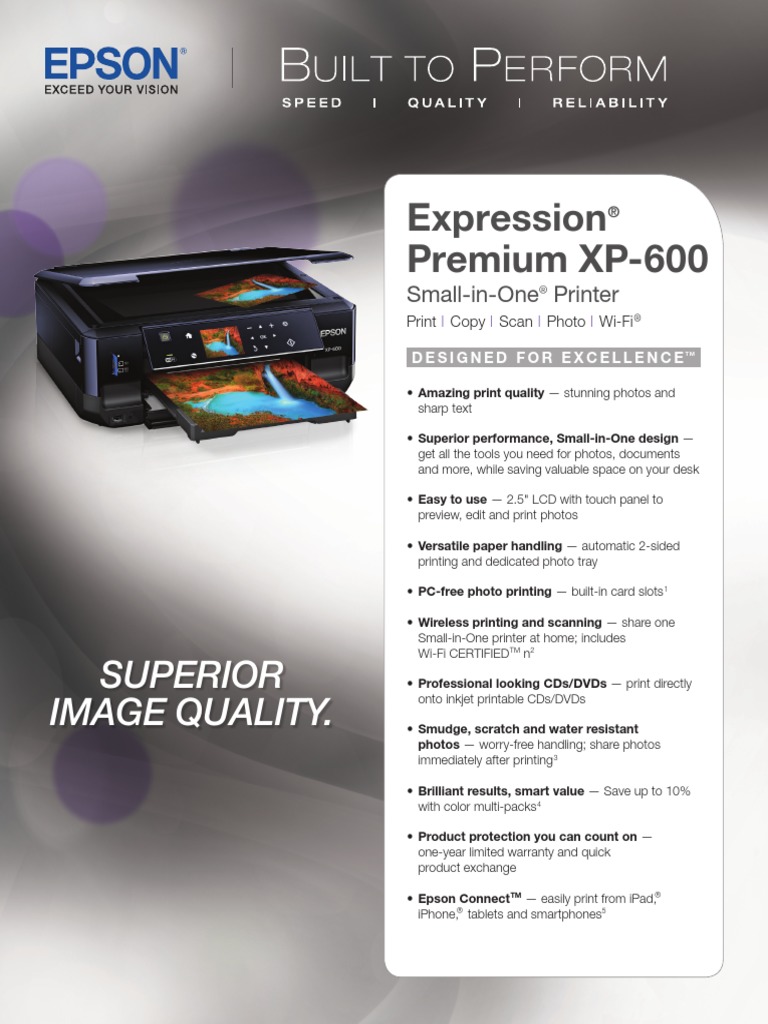 Expression Premium XP-600: Superior Image Quality | Download Free PDF | Printer (Computing ...