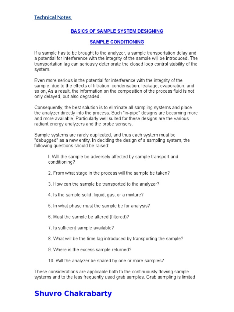 Basics of Sample System Designing | PDF | Filtration | Liquids