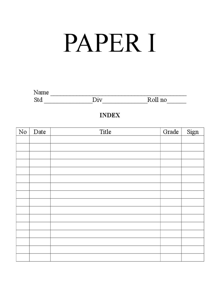 Paper I: Name - STD - Div - Roll No | PDF