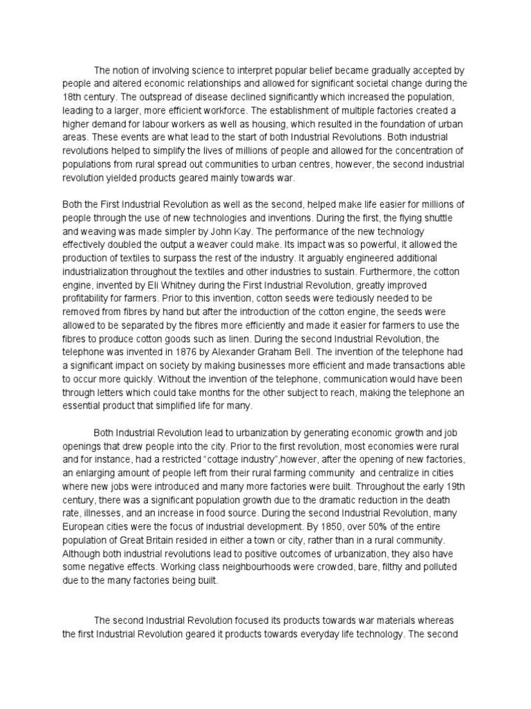 Industrial Revolution Essay | PDF | Industrial Revolution | Cotton